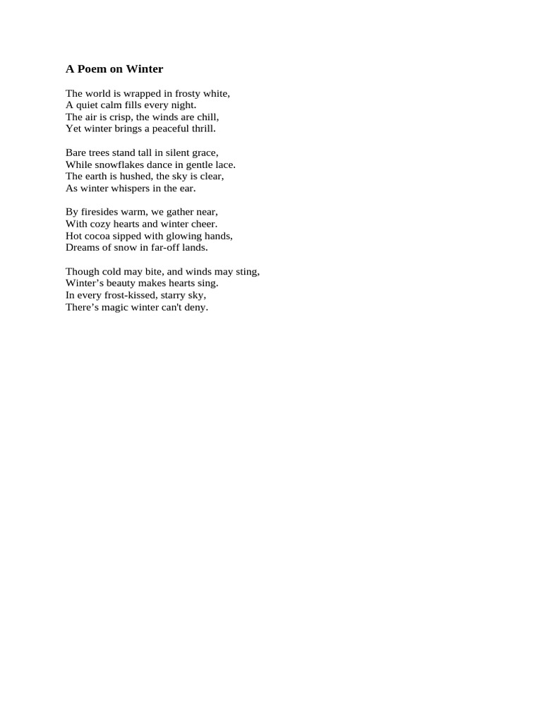 A Poem On Winter | PDF