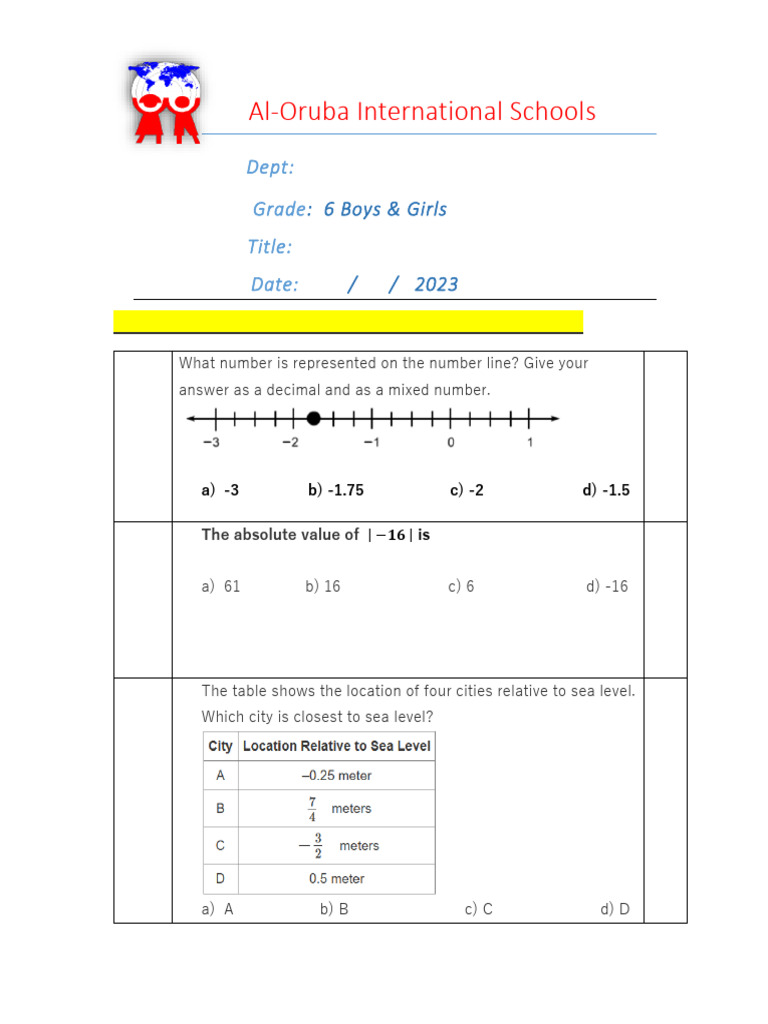 G6 1st Trimester Final Revision 23 24 | PDF