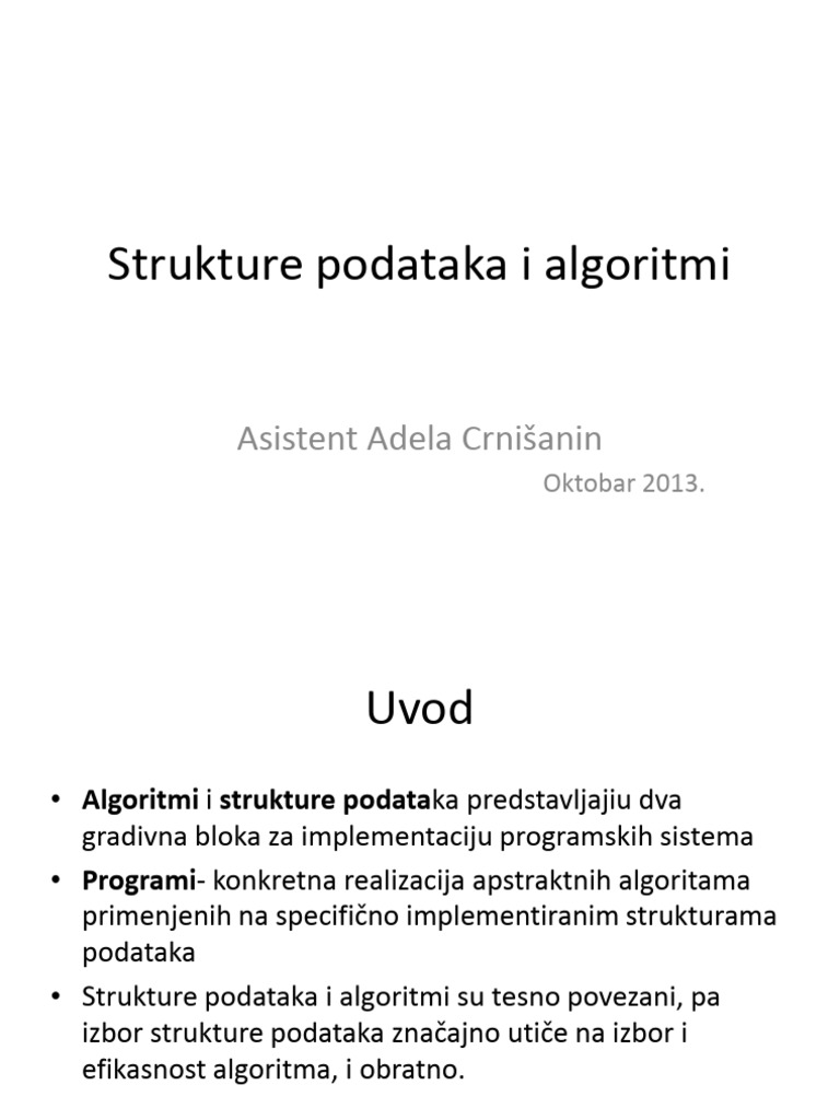 1.strukture Podataka I Algoritmi - Uvod | PDF