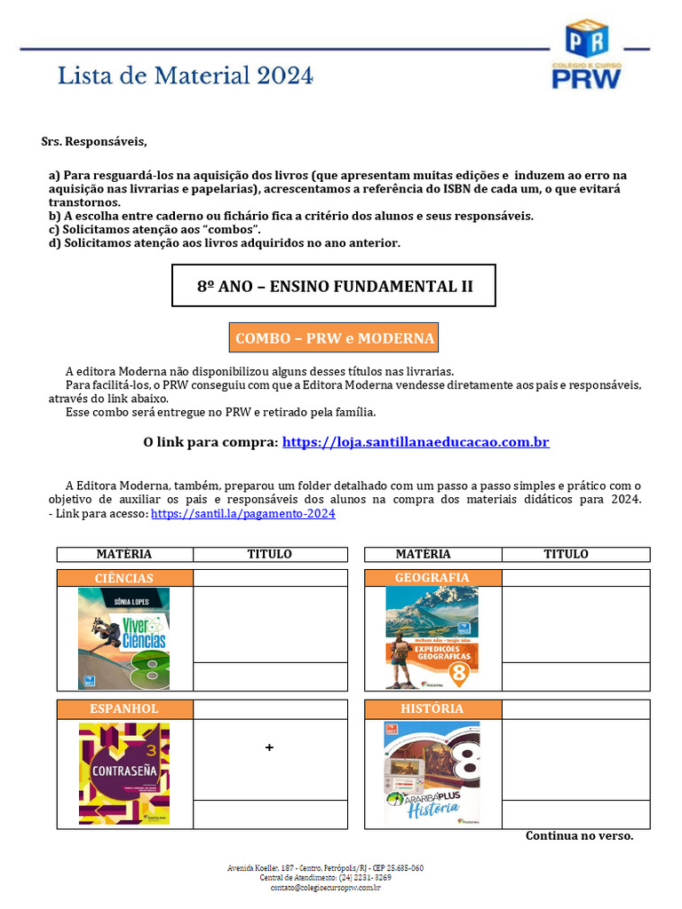 8º Ano EFII - Ano Letivo 2024 - PR2 | PDF