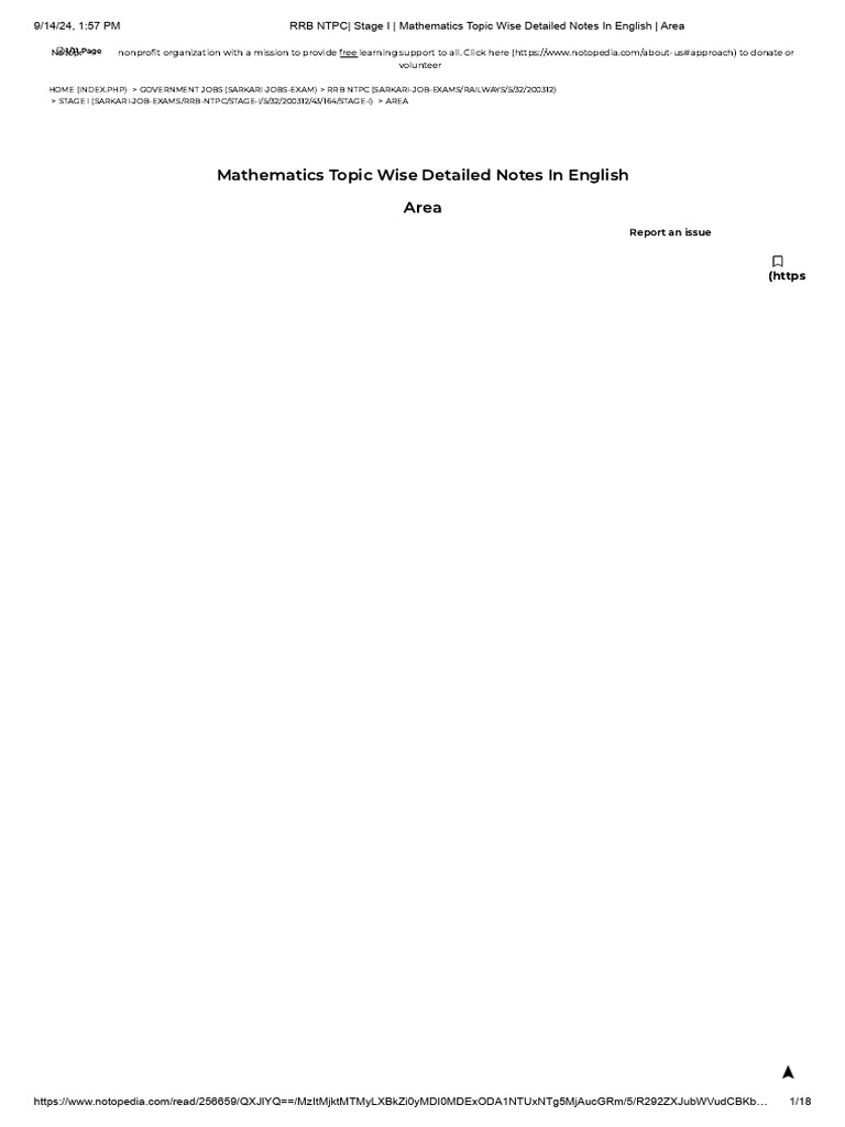 RRB NTPC - Stage I - Mathematics Topic Wise Detailed Notes in English ...