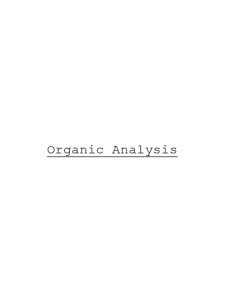 Organic Analysis | PDF