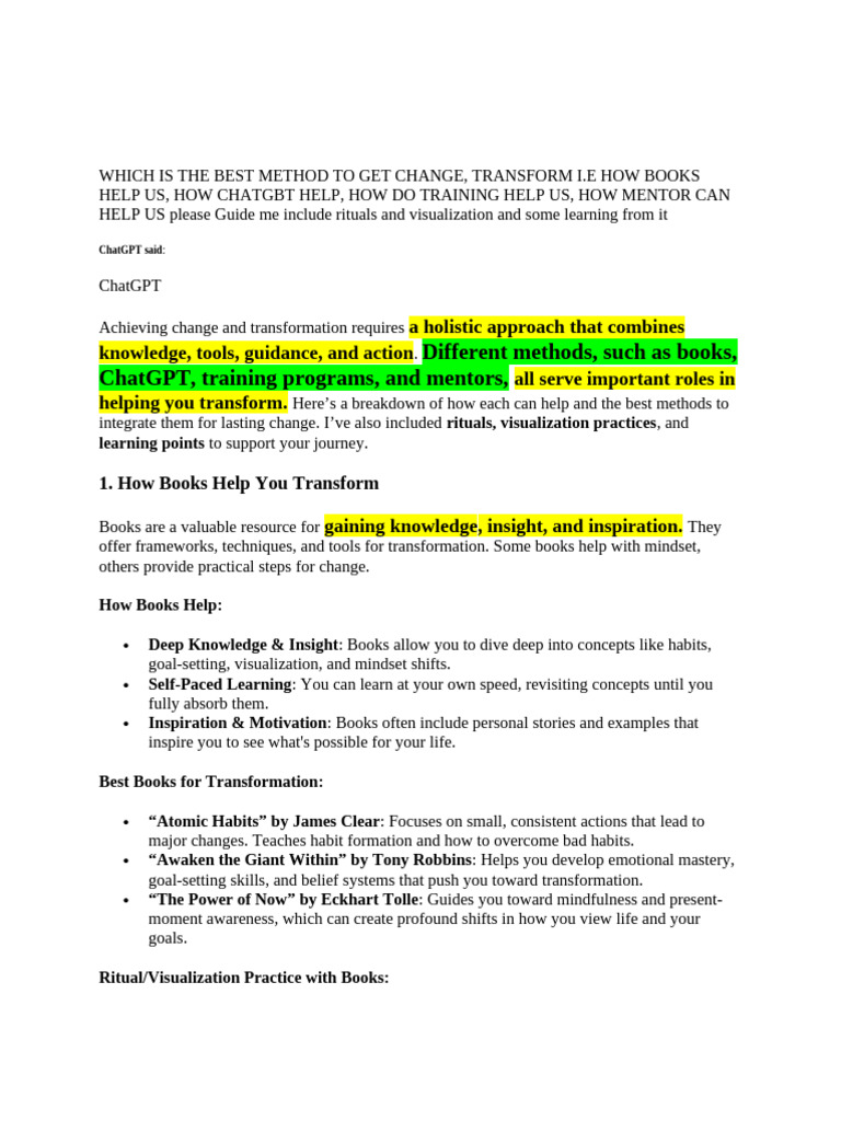 Which Is The Best Method To Get Change | PDF