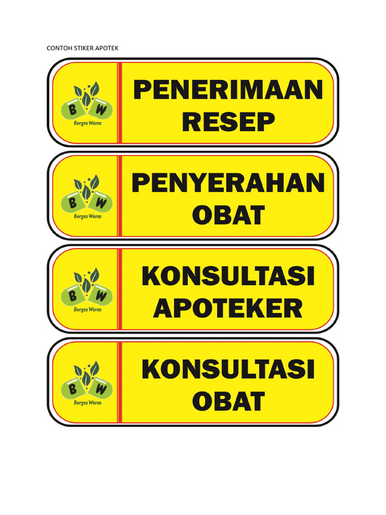 Contoh Stiker Apotek | PDF