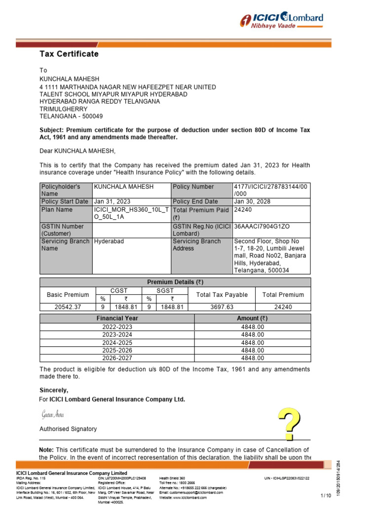 Tax Certificate Pdf
