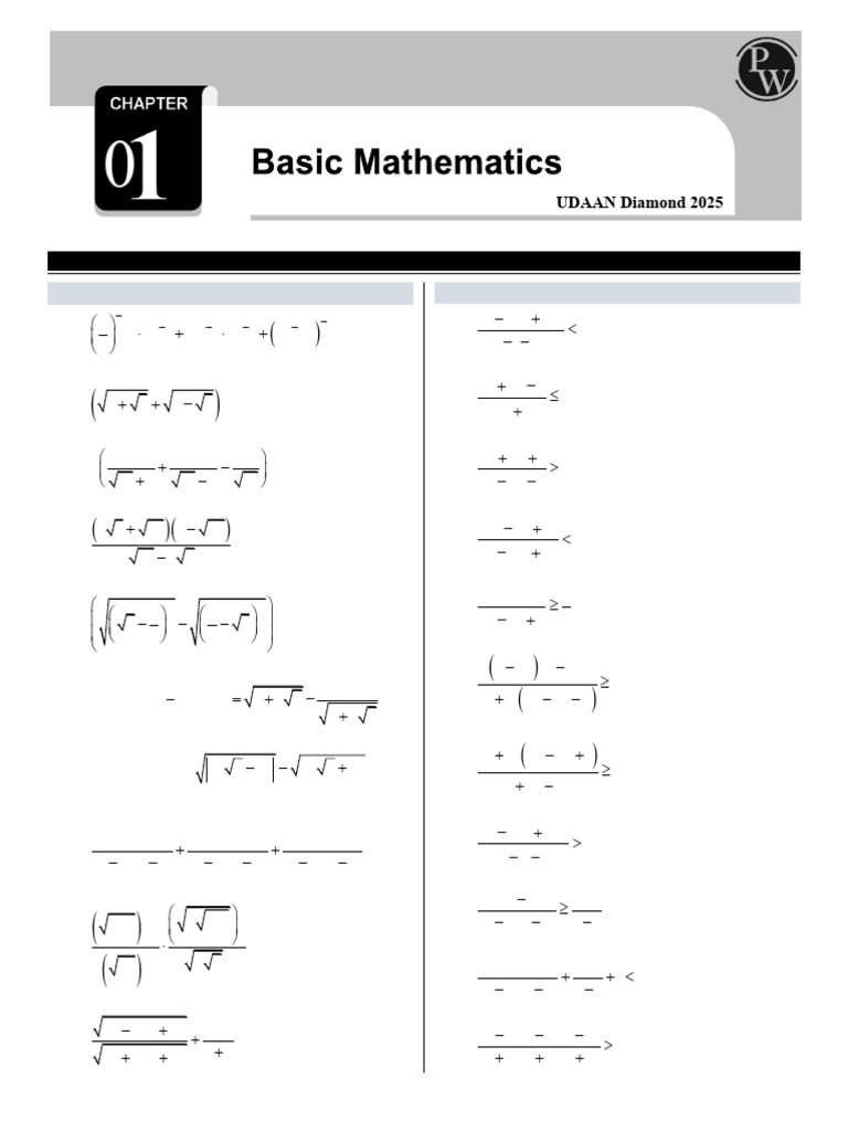 Module 01 - Basic Mathematics - UDAAN Diamond 2025 | PDF