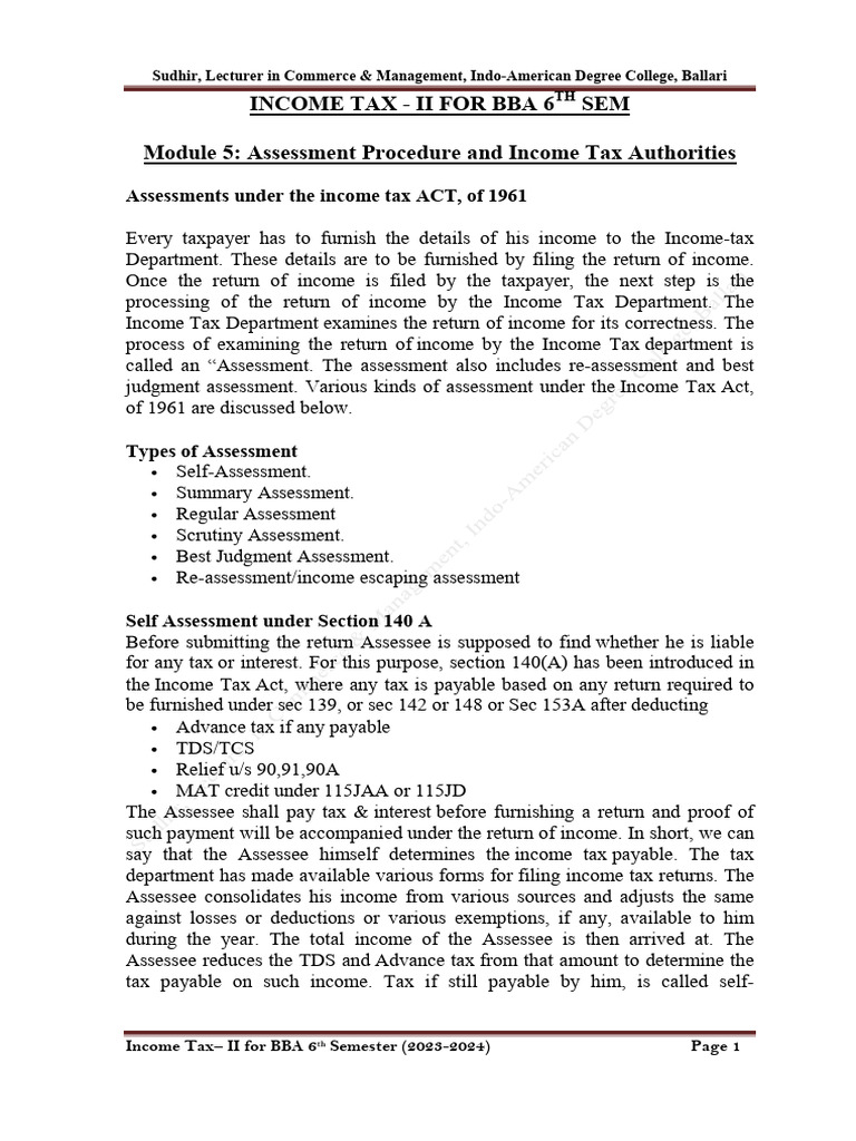 Income Tax Assessment Procedures Explained | PDF | Banks | Taxes