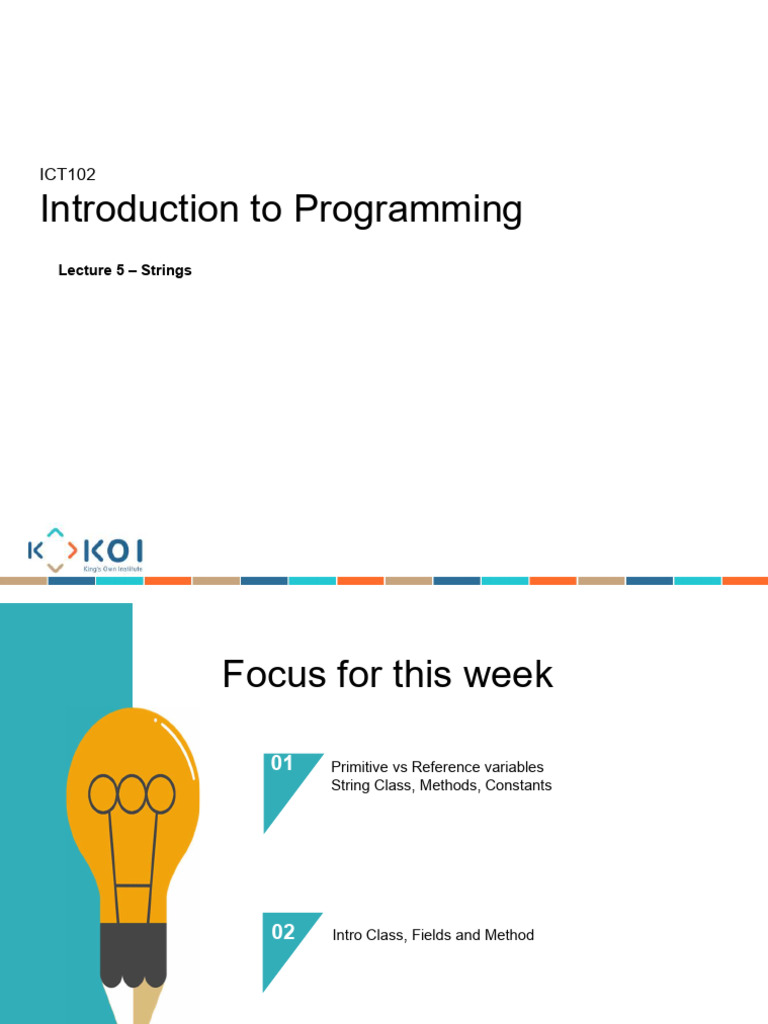 Lecture5 Ict102 T222 For Lecture Class Pdf Class Computer Programming Method
