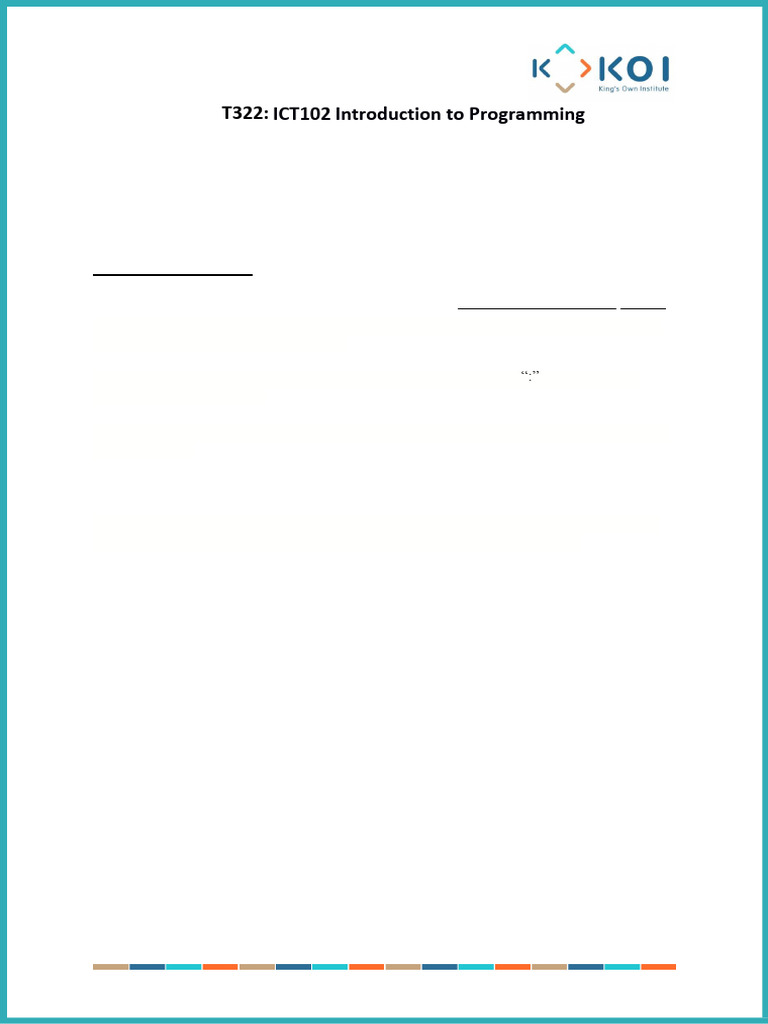 Tutorial 10 ICT102 | PDF