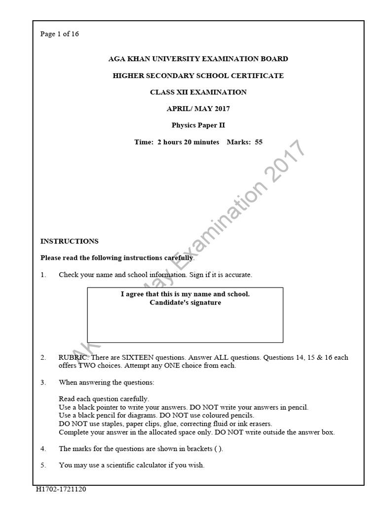 Physics HSSC II Paper II | PDF