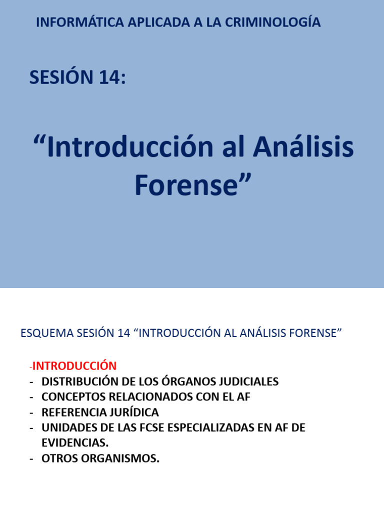 PRESENTACION SESION 14 Introduccion Al Analisis Forense | PDF