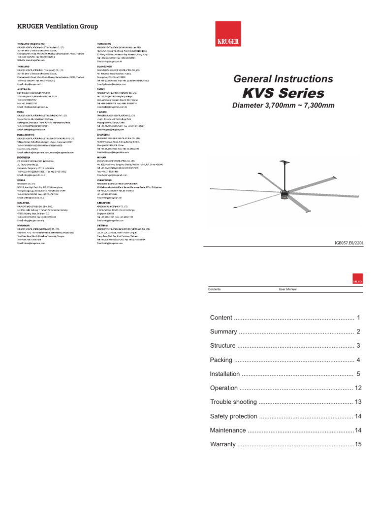 Kruger Kvs Series General Instructions Manual 9 | PDF