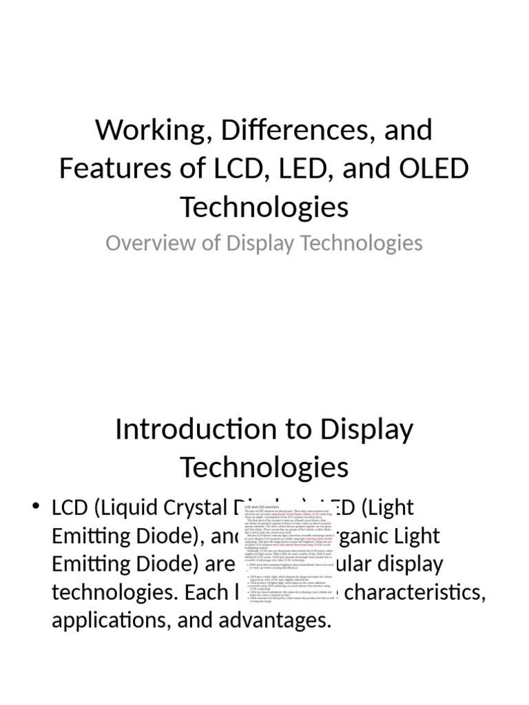 LCD LED OLED Presentation With Pictures | PDF