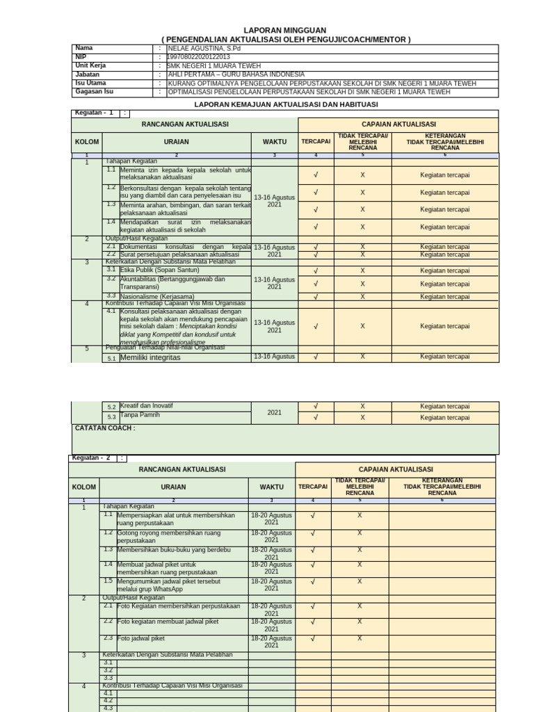 Laporan Mingguan Yang Diupload Ke LMS | PDF