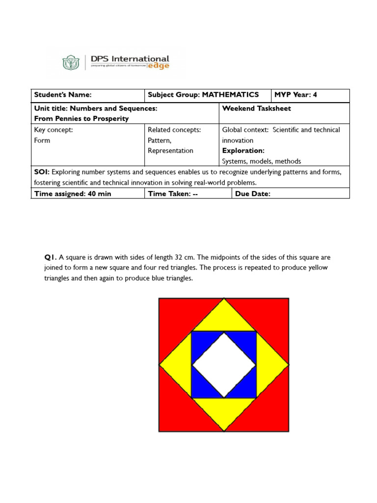 Exemplar Weekend Tasksheet Myp4 | PDF