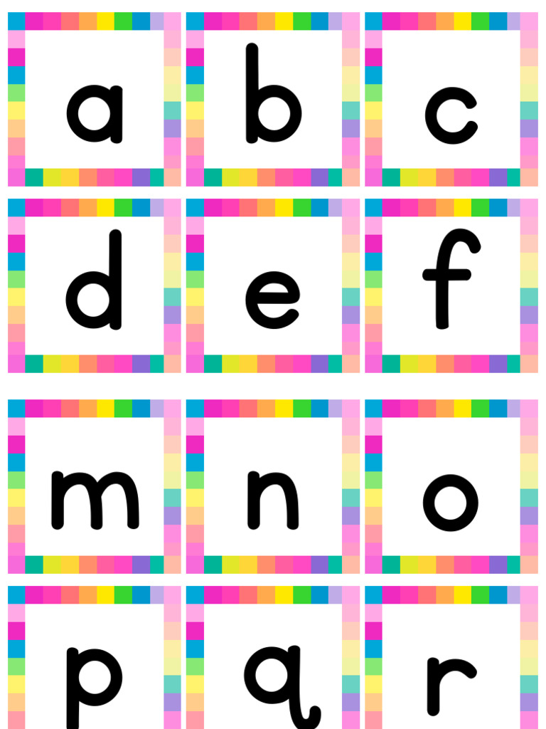 Rainbow Lowercase Alphabet Flashcards | PDF
