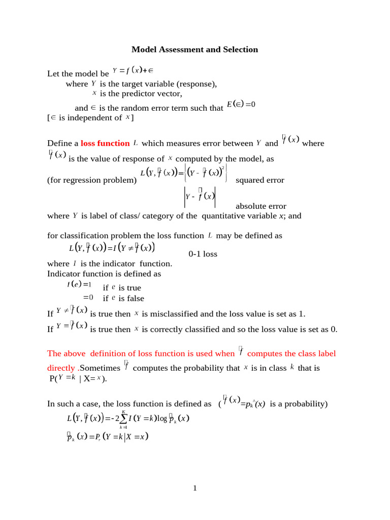 12 Model Assessment And Selection Pdf