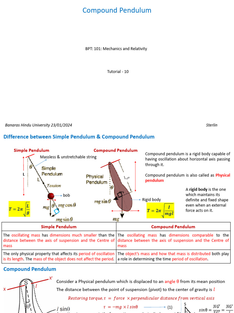 Compound Pendulum | PDF