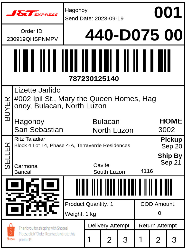 Air Waybill Sample | PDF