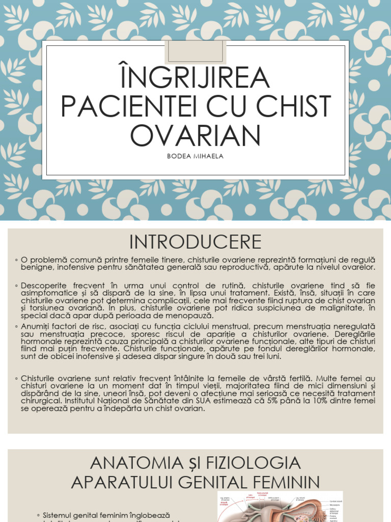 Îngrijirea Pacientei Cu Chist Ovarian | PDF