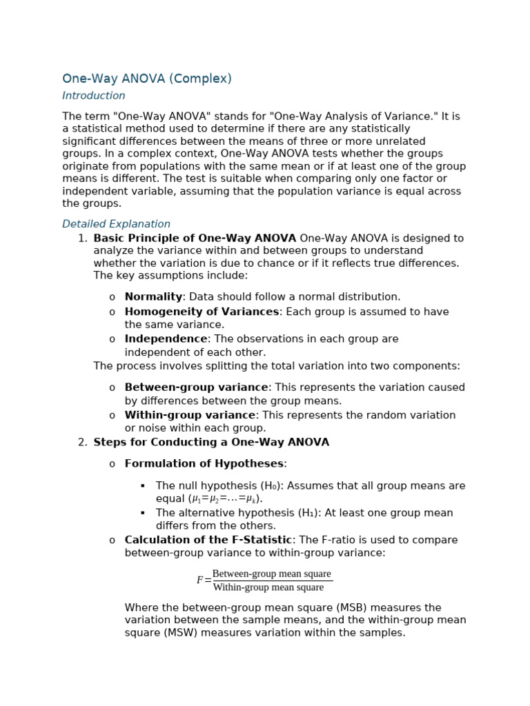 One Way ANOVA | PDF