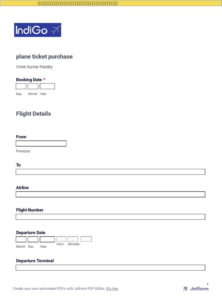 Plane Ticket Template | PDF