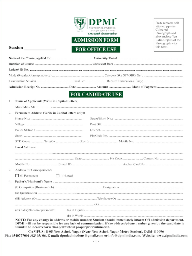 Admission Form (1) - Corraction - Final2024 | PDF