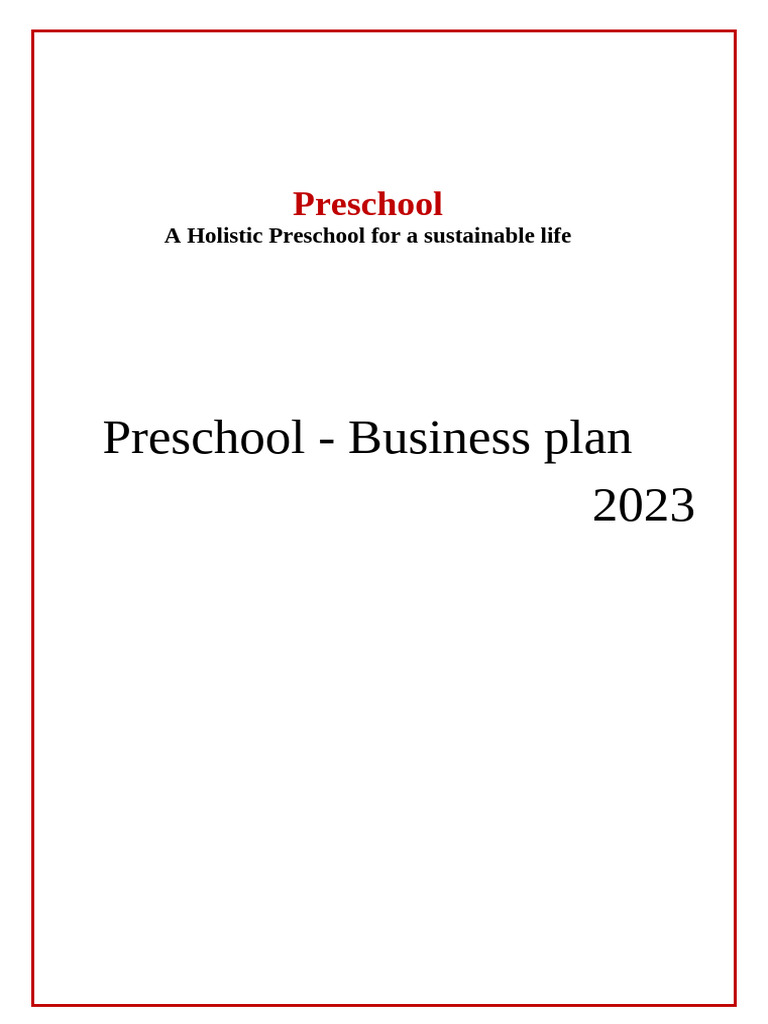 Preschool Business Plan in PDF | PDF
