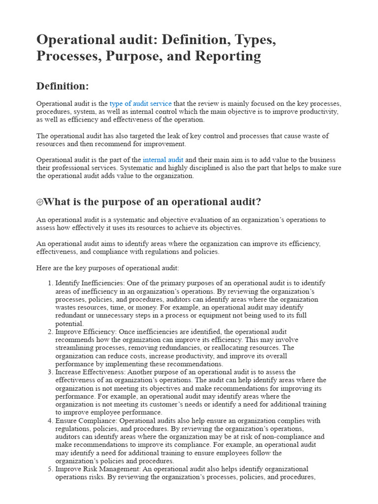 Operational Review | PDF | Audit | Career & Growth
