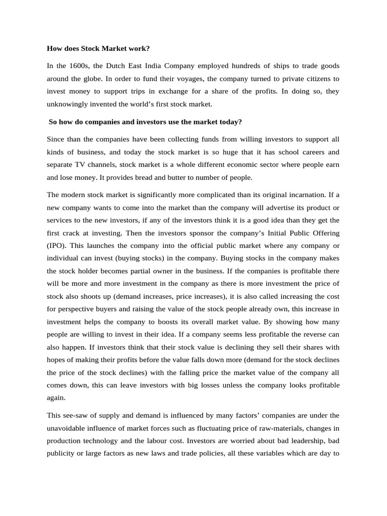 Understanding Stock Market Basics | PDF | Stocks | Stock Market