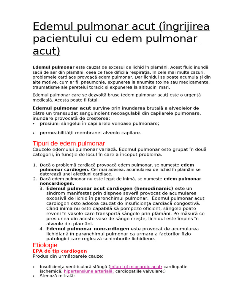 Edemul Pulmonar Acut | PDF