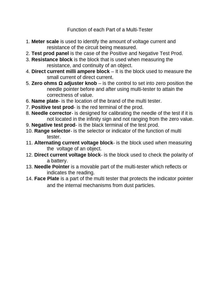 Function of Each Part of A Multi | PDF