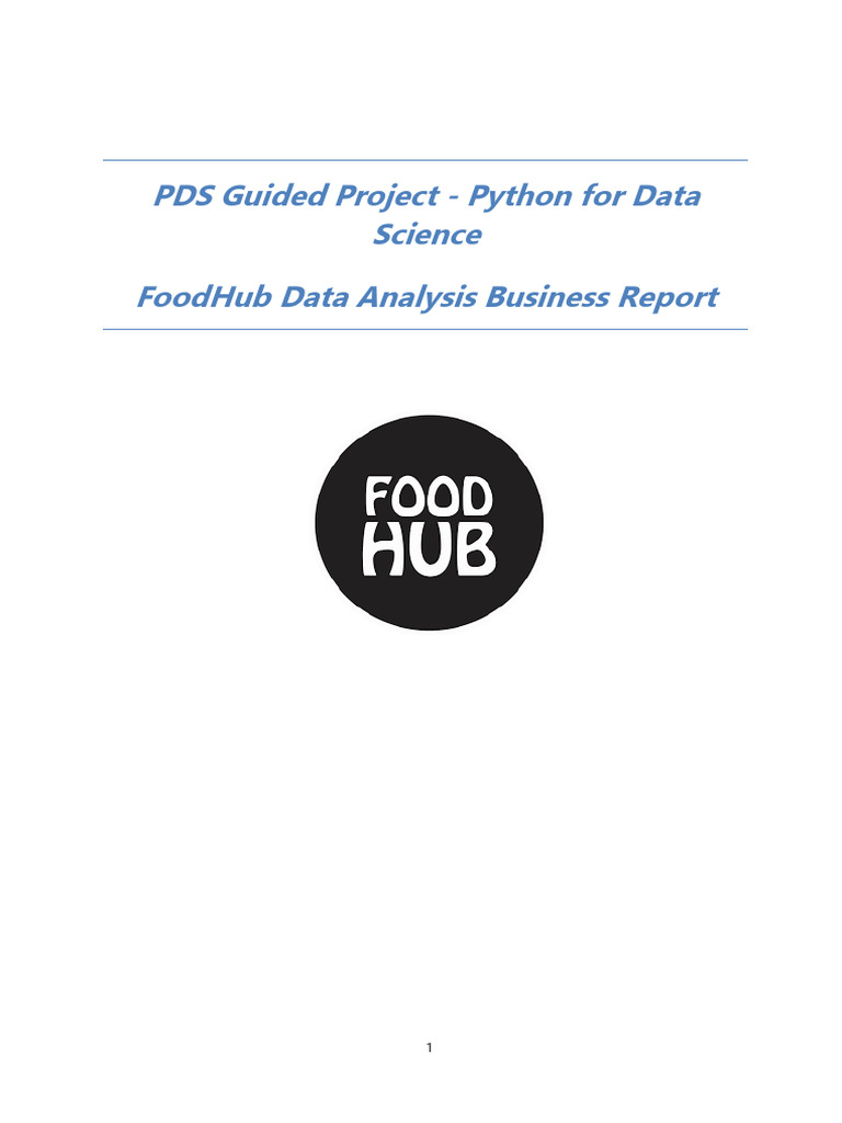 FoodHub Analysis Business Report 1 PDF | PDF