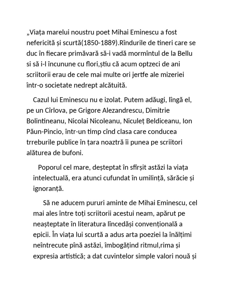 Scrisoare Pentru Mihai Eminescu | PDF