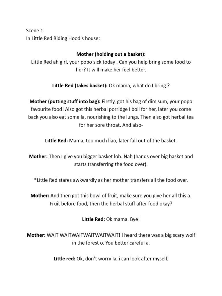 Little Red Riding Hood Script | PDF