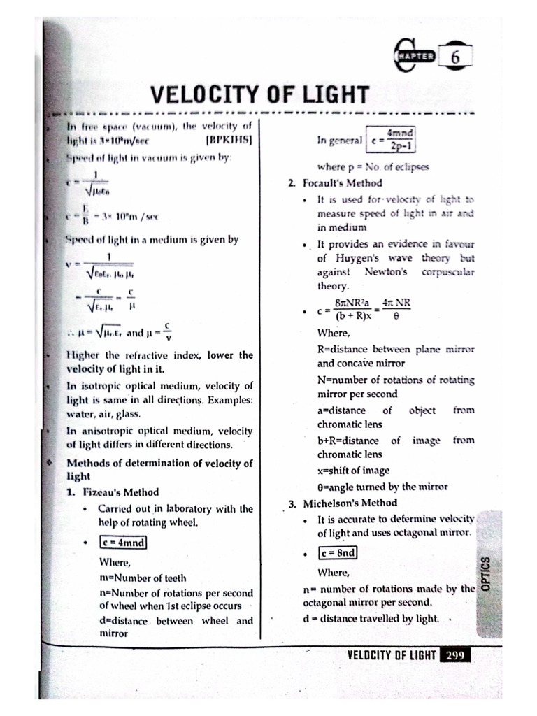 Velocity of Light | PDF