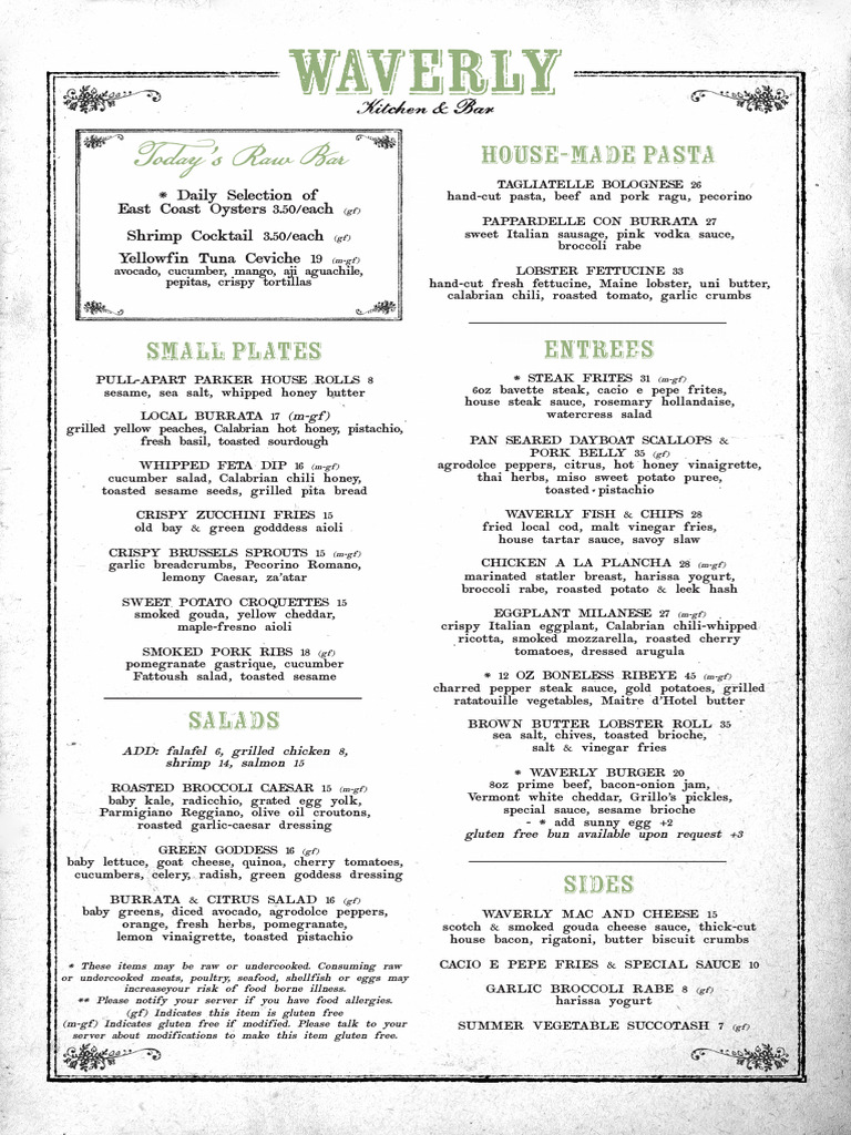 Waverly Dinner Menu 8.2.24 | PDF