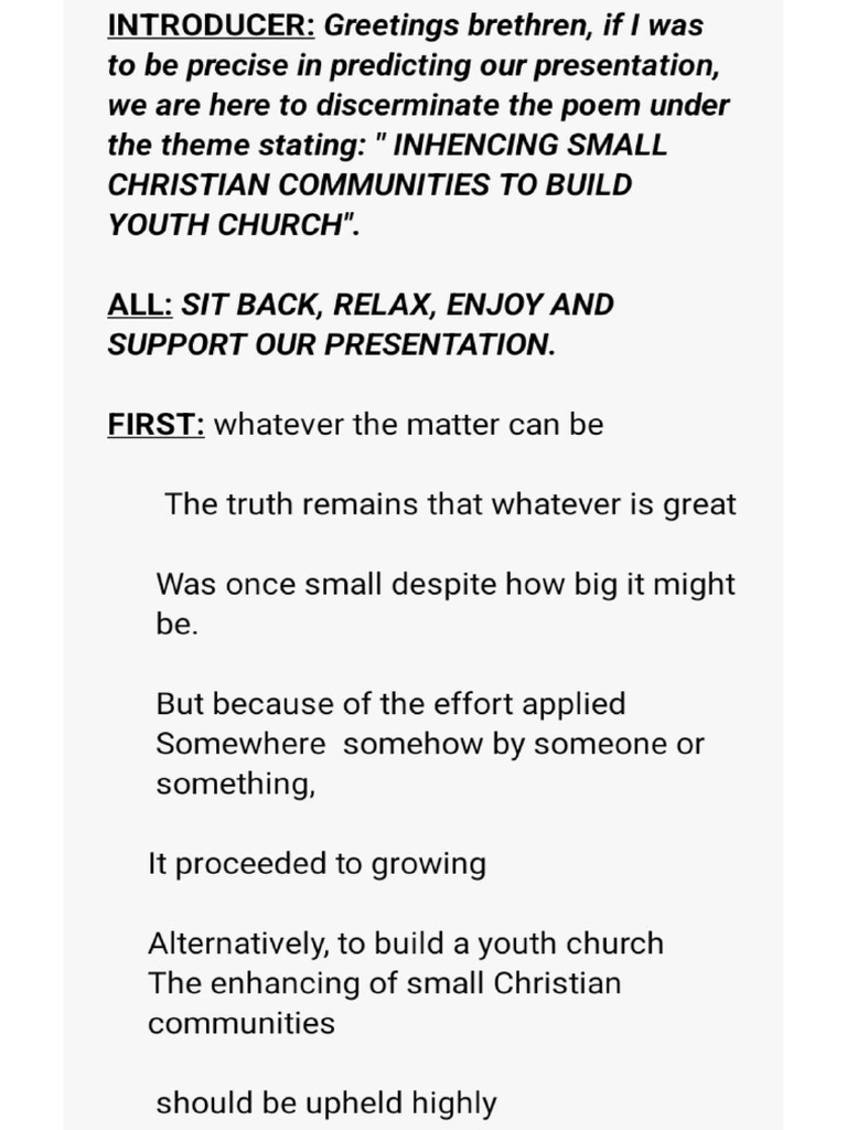 Chilonga Youth Church Poems | PDF