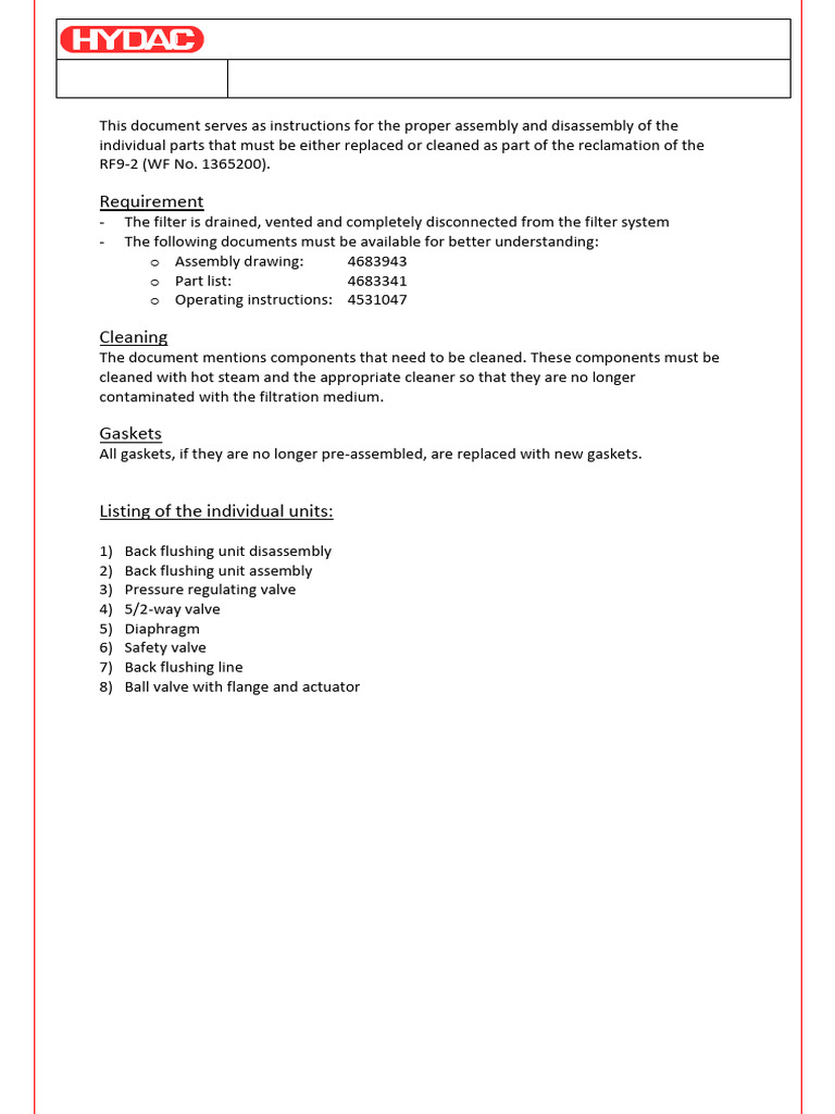 Instructions For Disassembly and Assembly of Individual Units | PDF