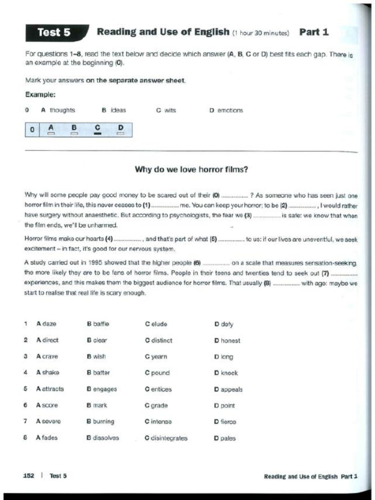 Reading and Use of English Mock Test (July) | PDF