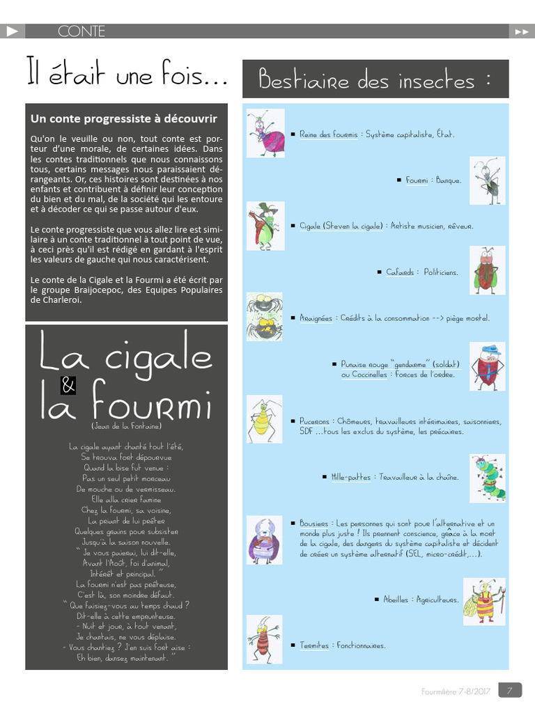 Conte Cigale Et Fourmi Site | PDF