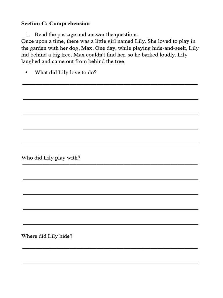 Sample Paper For English Class3 | PDF