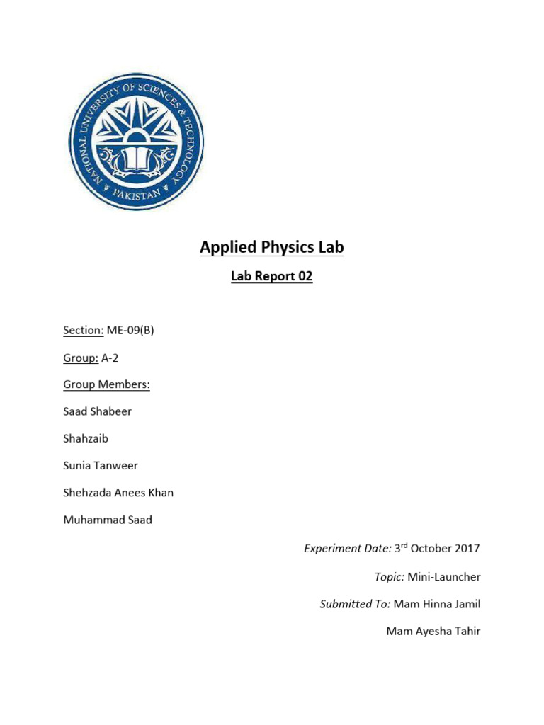 Applied Physics Lab Report 2, Mini-Launcher | PDF | Projectiles | Mechanics