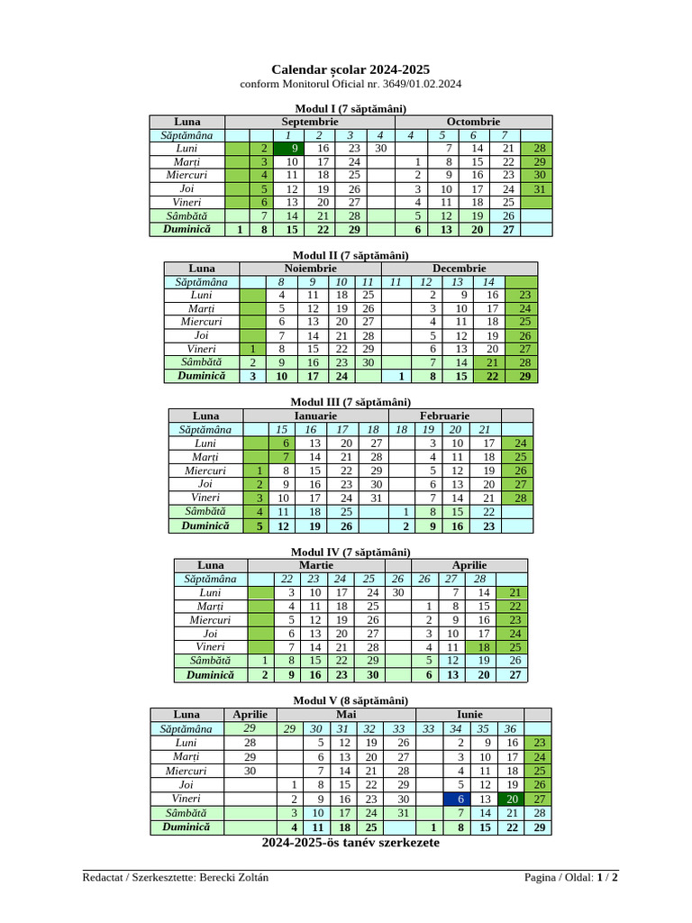 Calendar Scolar 2024-2025 | PDF