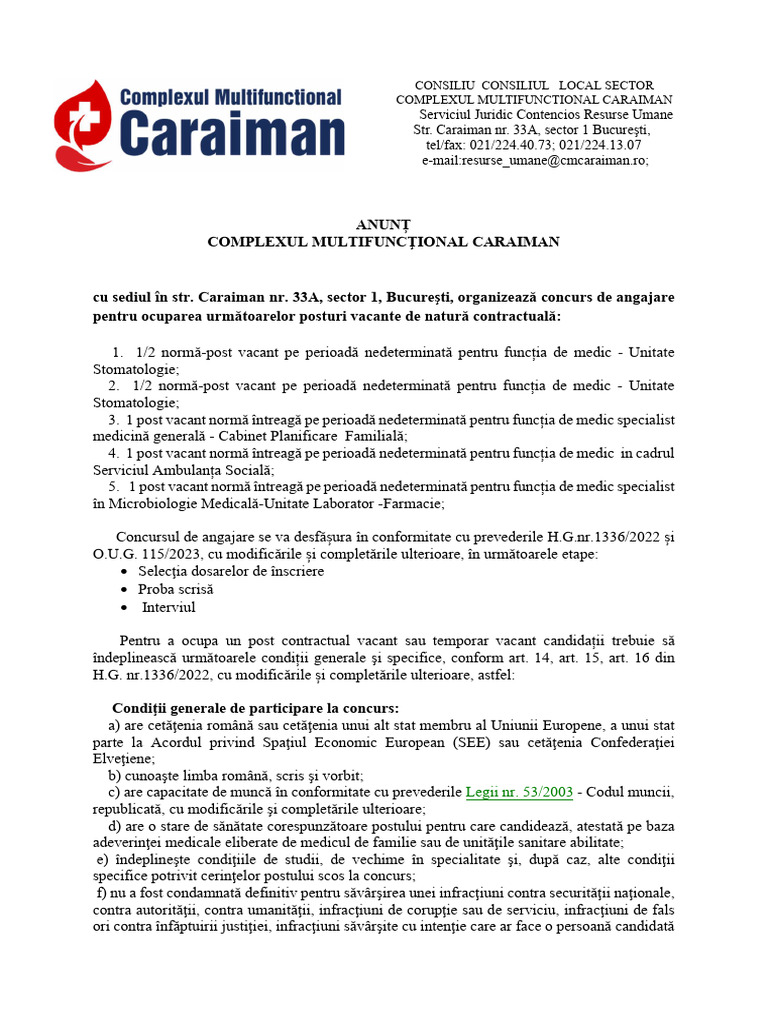 Anunt Concurs | PDF