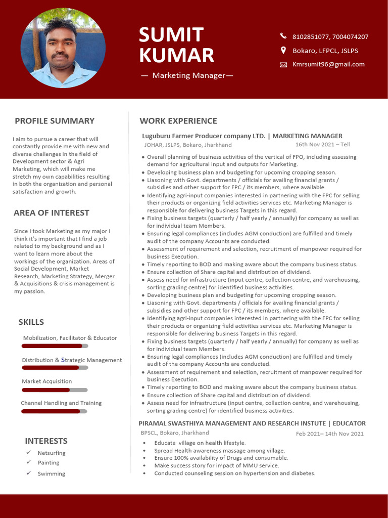 Sumit Photo CV 2023 24 | PDF