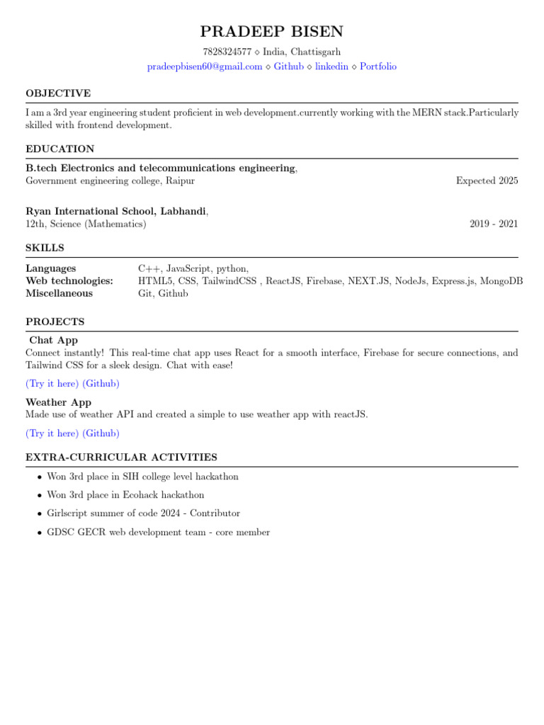 Resume Pradeep | PDF