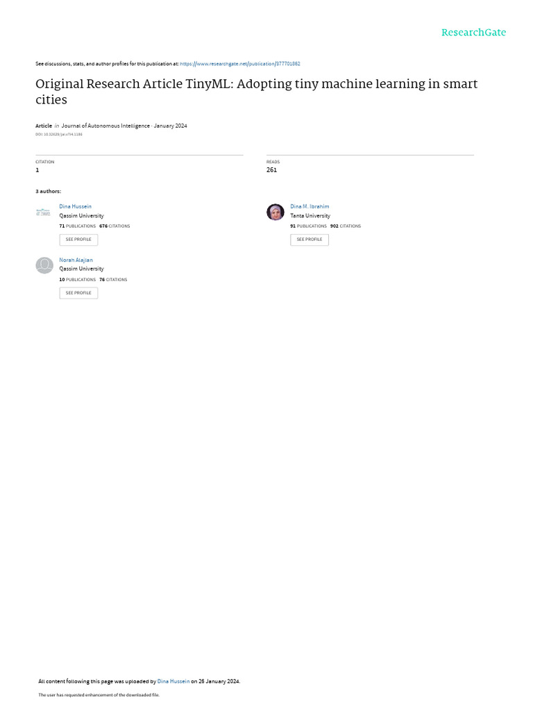 2024 TinyML Adoptingtinymachinelearninginsmartcities | PDF | Internet Of Things | Deep Learning