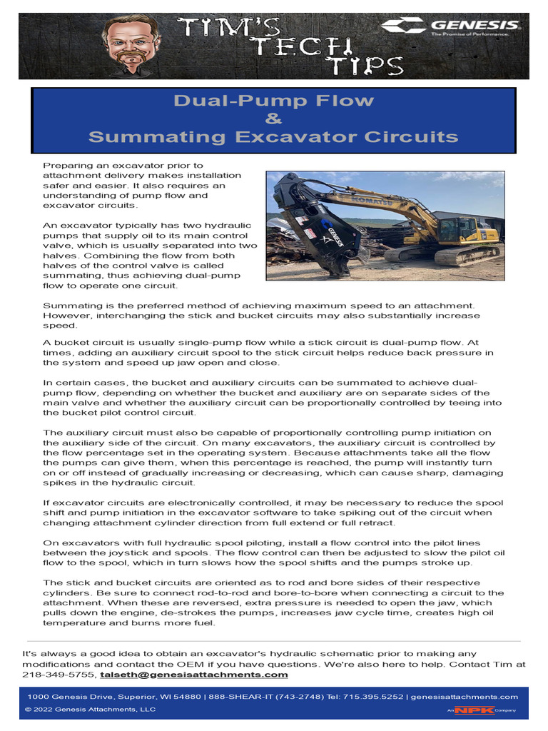 Dual Pump Flow and Summating Excavator Circuits | PDF