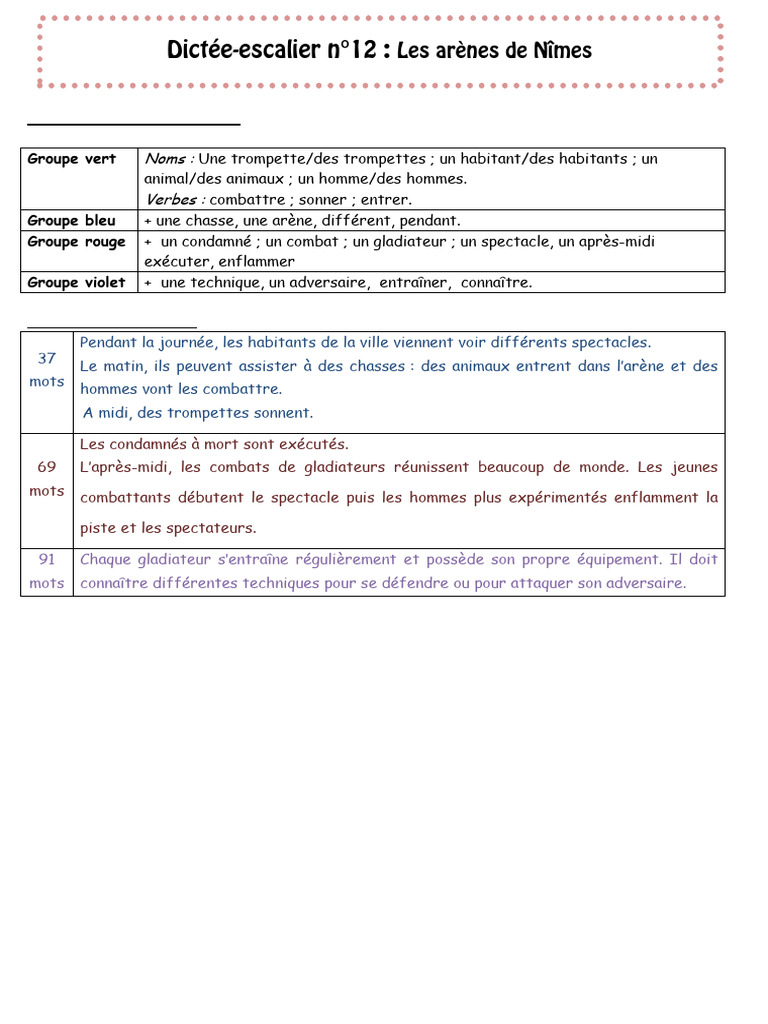 Dictee 12 Les Arenes de Nimes | PDF